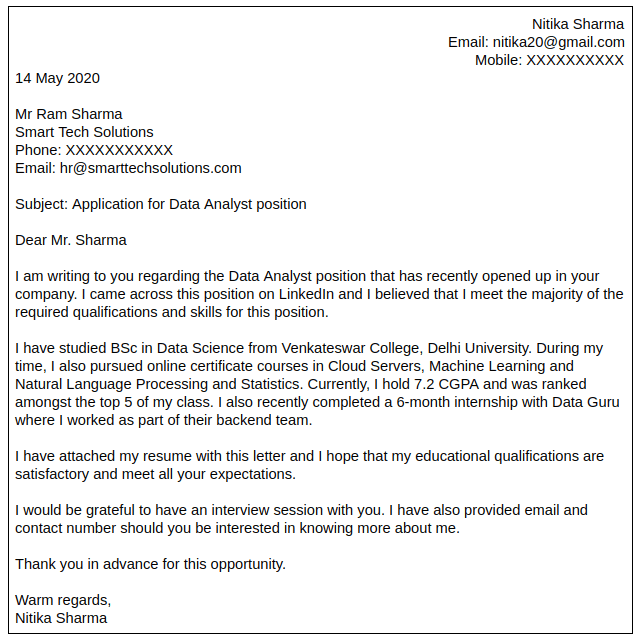 Sample Cover Letter For Fresher Leverage Edu